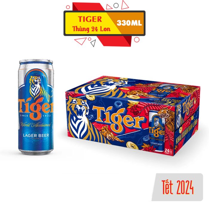 Bia Tiger nâu bản Tết 2025 (thùng 24 lon - 330ML) - Thế giới Quà Tết Cao Cấp Ý Nghĩa